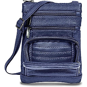 Krediz Genuine Leather Cross Body Handbag- Multi Pocket Women’s Purses with Adjustable Strap-Travel Ladies Shoulder Bags