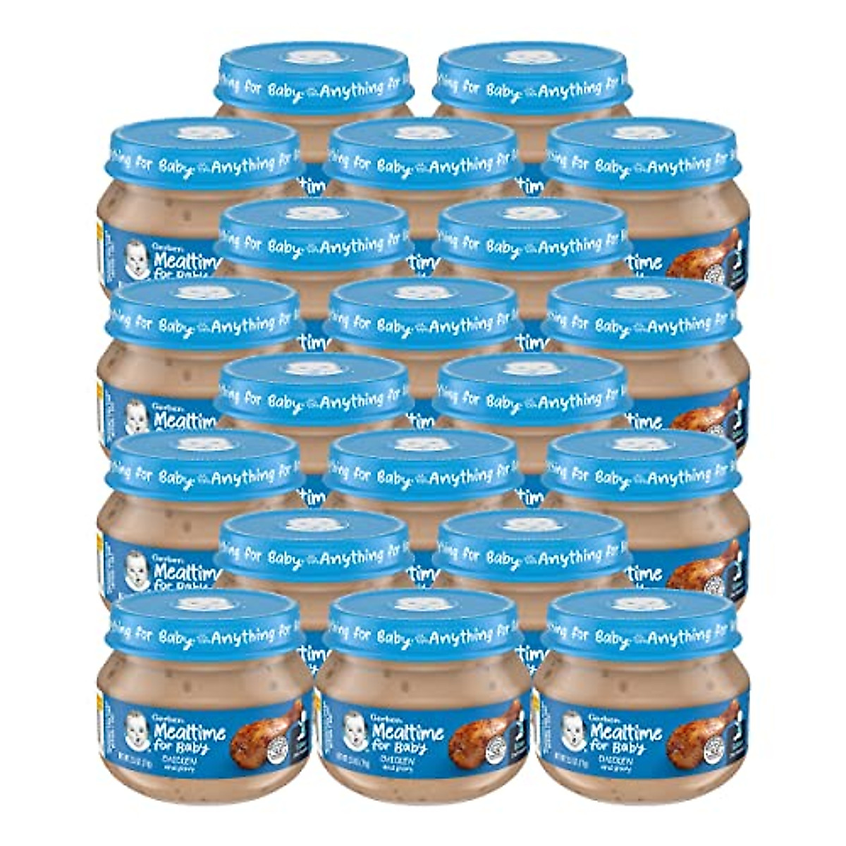Gerber Mealtime for Baby 2nd Foods Baby Food Jar, Chicken & Gravy, Non-GMO Pureed Baby Food with Essential Nutrients, 2.5-Ounce Glass Jar (Pack of 20 Jars)