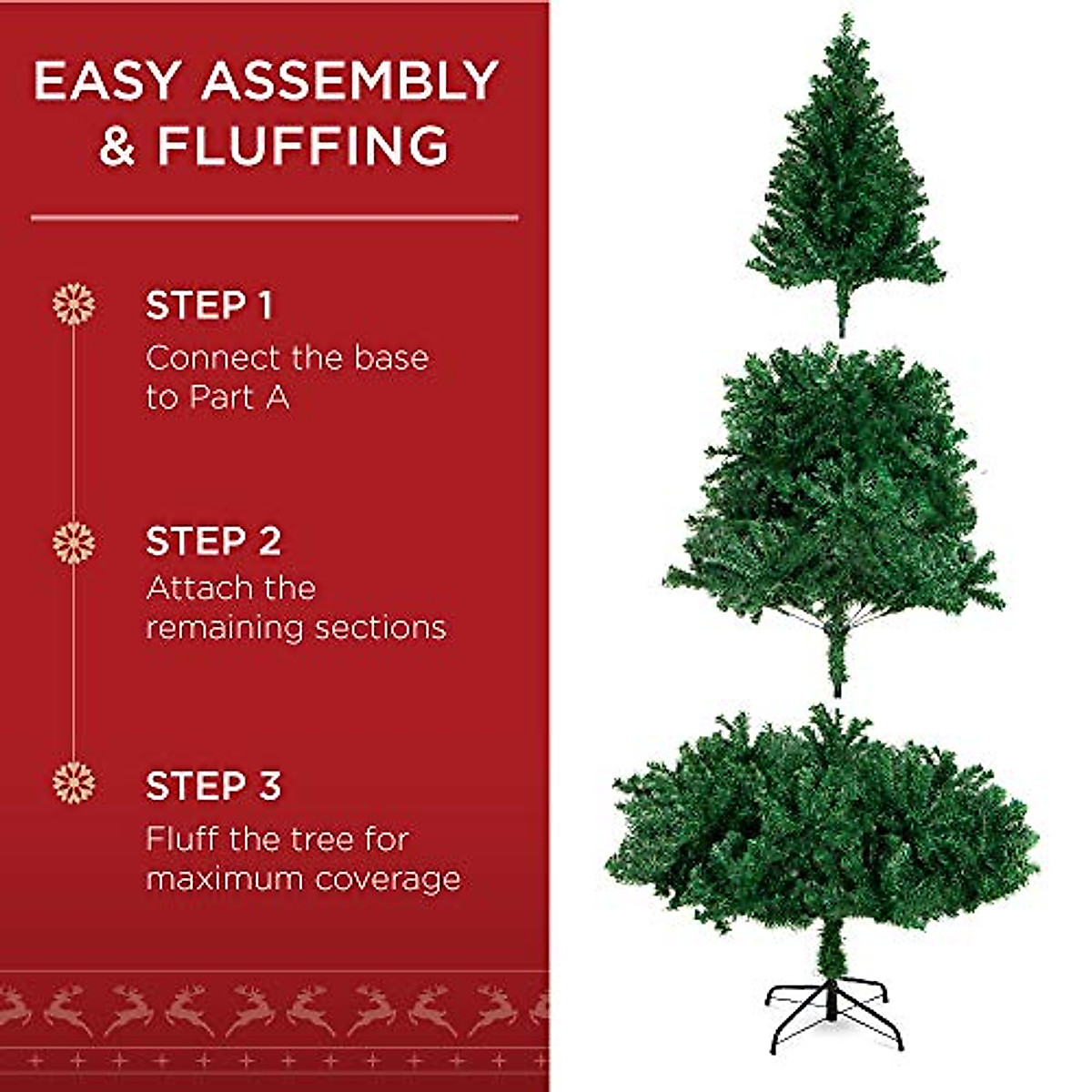 Best Choice Products 6ft Premium Hinged Artificial Holiday Christmas Pine Tree for Home, Office, Party Decoration w/ 1,000 Branch Tips, Easy Assembly, Metal Hinges & Foldable Base