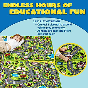 JOYIN 2 Pack Playmat City Life Carpet for Kids Age 3+, Jumbo Play Room Rug, City Pretend Play