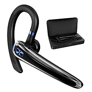 MQQC Bluetooth Headset V5.0 Wireless Bluetooth Earpiece,Hands-Free Earphones with Noise Cancellation Mic for/Business/Office/Driving, Compatible with iPhone and Android（Blue）