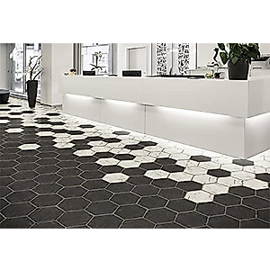 Vintage Hex Porcelain Floor and Wall Tile, 14.125" x 16.25", Black/Brown FNURTXNG Tile, 14.125" x 16.25", 9 Pieces