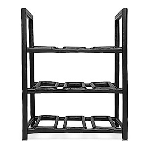 BIRDROCK HOME Wine Rack - Free Standing Stand - Forged Aluminum Metal - Kitchen Countertop - Black - Vertical Shelf Storage Cabinet - Holder (9 Bottle)