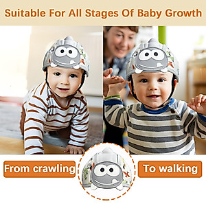 Domayllay Baby Helmet for Crawing Walking,Soft Infant Safety Helmet,Baby Helmet 1-2 Years for Anti-Fall Head Protector,Adjustable, Expandable and Breathable Toddler Walking Helmet,Grey/Purple Pink