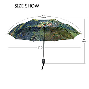 AHOMY Auto Open Close Umbrella, Monet's Water-Lily Pond Giverny Folding Travel Umbrellas for Rain and Sun