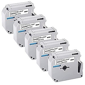 5 Pack Compatible Label Tape Replacement for Brother P-Touch M-231 M Tape,Compatible with Brother Label Makers PT-65 PT-90 PT-M95 PT-70BM PT-45, 12mm 0.47inch