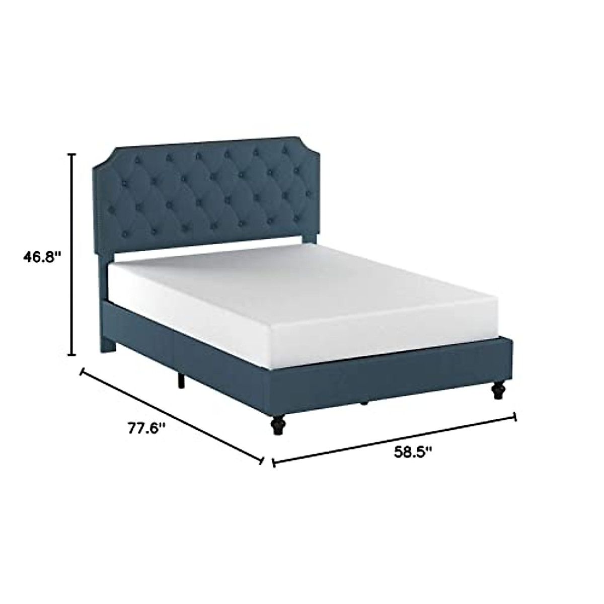 ZINUS Andover Upholstered Bed Frame / Tufted Bed Frame with Nailhead Detail / Adjustable Headboard / Easy Assembly, Full