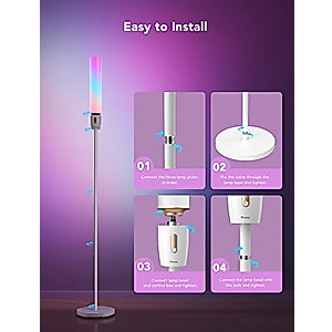 Govee RGBIC Floor Lamp, LED Corner Lamp with Wi-Fi App Control, Smart Floor Lamp with DIY Mode, 64+ Scenes, Music Sync, 1500 Lumens Modern Cylinder Standing Lamp for Bedroom, Living Room