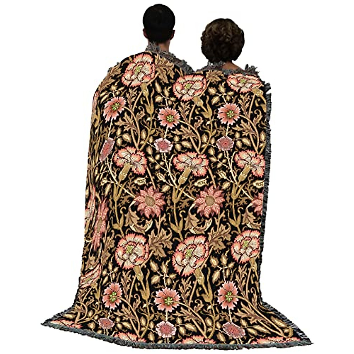 Pure Country Weavers William Morris Pink and Rose Blush Blanket - Arts & Crafts - Gift Tapestry Throw Woven from Cotton - Made in The USA (72x54)