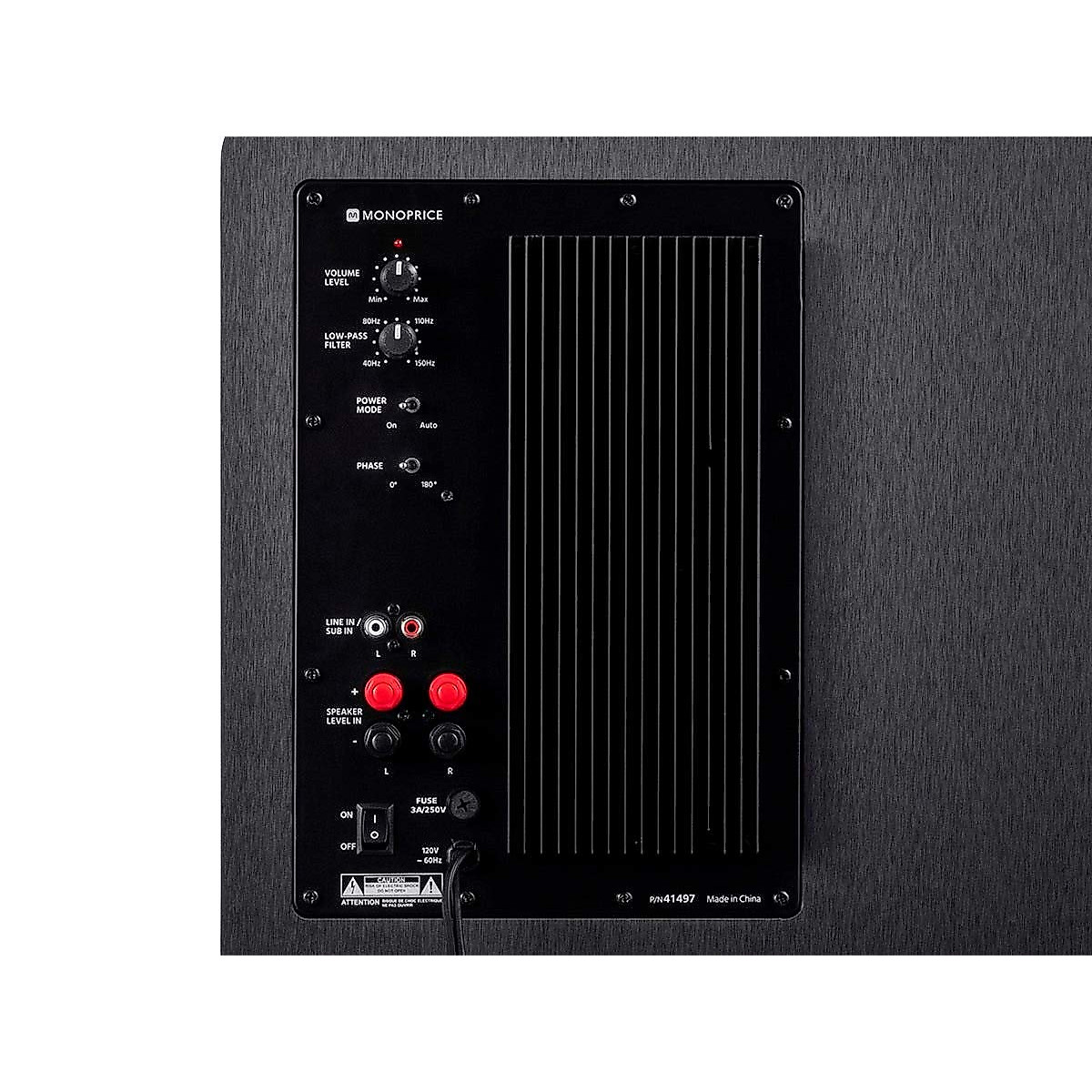 Monoprice SW-10 150 Watt RMS (300 Watt Peak) Powered Subwoofer 10in, Ported Design, Variable Phase Control, Variable Low Pass Filter, for Home Theater