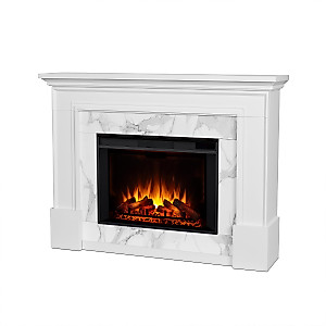 Merced 61" Grand Electric Fireplace TV Stand in White by Real Flame