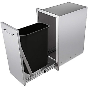 PUNCTN Outdoor Kitchen Drawers 14Wx27Hx20D Inch, Outdoor Kitchen Trash Drawer Storage, Pull-Out Tray Stainless Steel Trash Drawer with Handle for Outdoor Kitchen BBQ Island