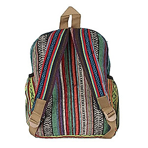 Small 13" Cotton stripe hemp backpack, hippie backpack, himalayan backpack, macboook 13" backpack, hippie backpack, trekking backpack, traveling backpack, nepali backpack (SMALL 13")