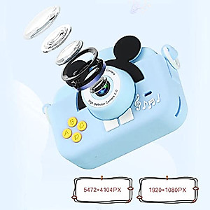 CHICIRIS Kids Cartoon Camera Toy, Multifunctional Comfortable Kids Photo Video Camera 2MP for Gifts(Sky Blue)