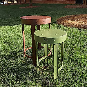Morning View Nostalgic Metal Nesting Tables Set of 2 Round Planter Pot Stand Outdoor End Table Decorative Garden Stool Porch Patio Decor(Green and Red)