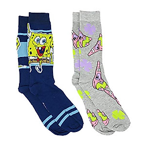 Hyp Spongebob Squarepants and Patrick Stripes Men's Crew Socks 2 Pair Pack