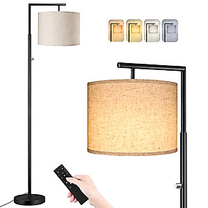 ROTTOGOON Dimmable Floor Lamp, 4 Color Temperatures Standing Lamp with Remote Control & Rotary Switch, Tall Pole Floor Lamp for Living Room, Bedroom, Study Room, Office, 9W LED Bulb Included - Black