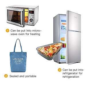 AimiDream Pizza Storage Container, 3-in-1 Microwavable Pizza Box,Reusable Pizza Box with Lids to Leftover Organization and Space Saver