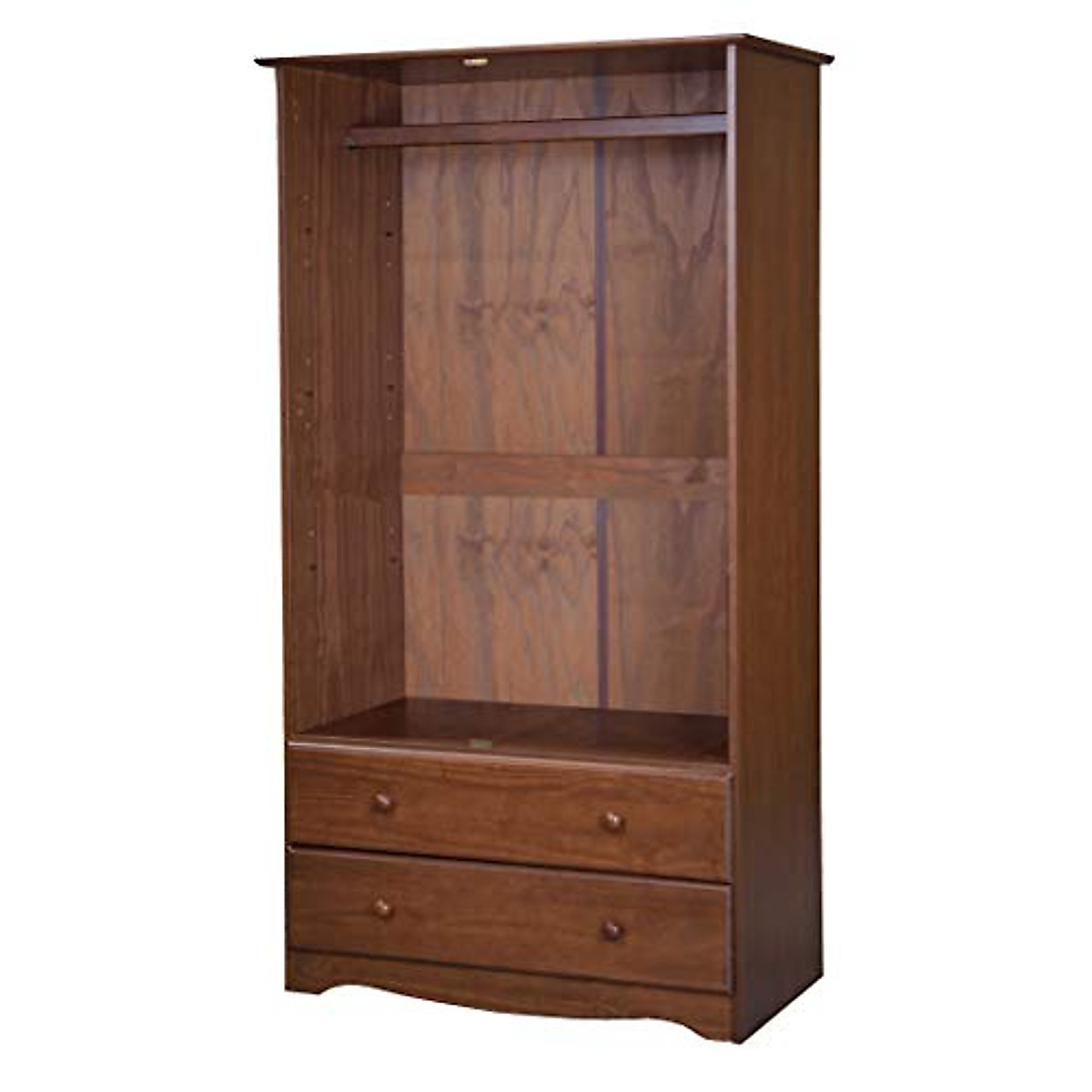 Palace Imports 100% Solid Wood Smart Wardrobe/Armoire/Closet, Mocha Color, 40" W x 72" H x 21" D, 1 Clothing Rods, 1 Lock, 2 Drawers Included