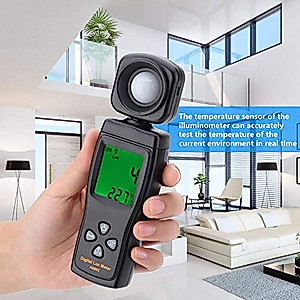 Digital Lux Meter, Illuminometer, Photometer, 0～200,000 Lux Measure Range, Lux/FC Unit Selection for Homes, Agriculture, Warehouses, Farms, Stage, Stadiums(Battery NOT Included)