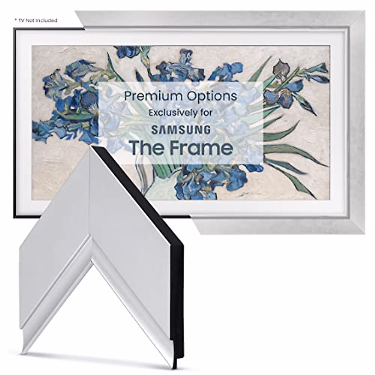Deco TV Frames - Contemporary Silver Smart Frame Compatible ONLY with Samsung The Frame TV (32", Fits 2021-2023 Frame TV)