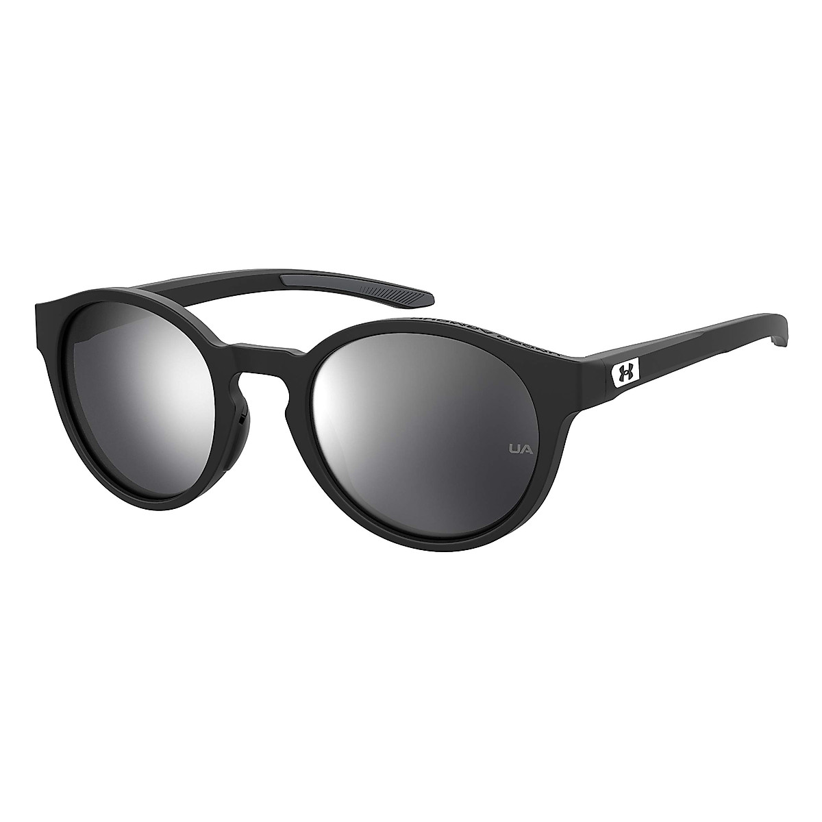 Under Armour Men's Male Sunglass Style UA 0006/S Round, Matte Black Silver/Silver Mirrored, 52mm, 22mm