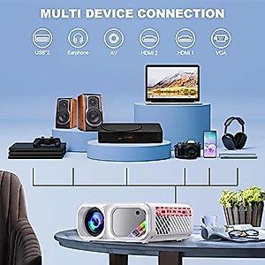 Native 1080P Projector with WiFi and Bluetooth 4K Supported Outdoor Movie Projector 220" Display Mini Projector Home Theater Video Projector Compatible with iOS/Android/Win/TV Stick