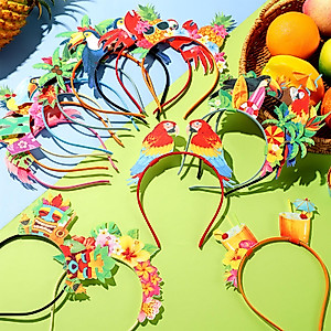 Capoda 16 Pieces Hawaiian Party Headband Felt Luau Party Head Boppers Flamingo Pineapple Palm Tree Tiki Aloha Boppers for Hawaiian Party Favors Tropical Party Accessories Summer Beach Party Supplies