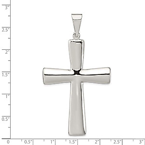 925 Sterling Silver Cross Pendant Charm Large Rounded Crucifix 2.5" - 62mm x 38mm - Jewelry Gifts For Women Wife Mom Gifts For Men Husband Dad