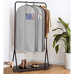 AOODA 43" Garment Bags for Hanging Clothes, Gusseted Suit Bags for Closet Storage Mens Clothes Cover with Handles for Coat, Jackets, Shirts (5 Packs)