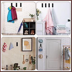 6 Pack Wall Coat Hook Rack Black Walnut Wood Metal Decorative Wall Hooks Backpack Hanger Wall Mounted Wood Towel Rack Rustic Wooden Heavy Duty Hooks for Wall Hanging Coats Hats Bags