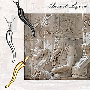 Hipunk Italian Horn Necklace Women Men - Lucky Cornicello Talisman Pendant 316L Stainless Steel Black Gun Plated Protection Amulet Chili Pepper Jewelry SP0064B