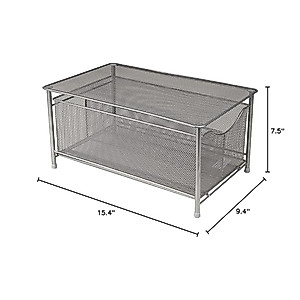 Mind Reader Organizer Storage Basket, 15.4” L x 9.4” W x 7.5” H, Silver (Pack of 2)