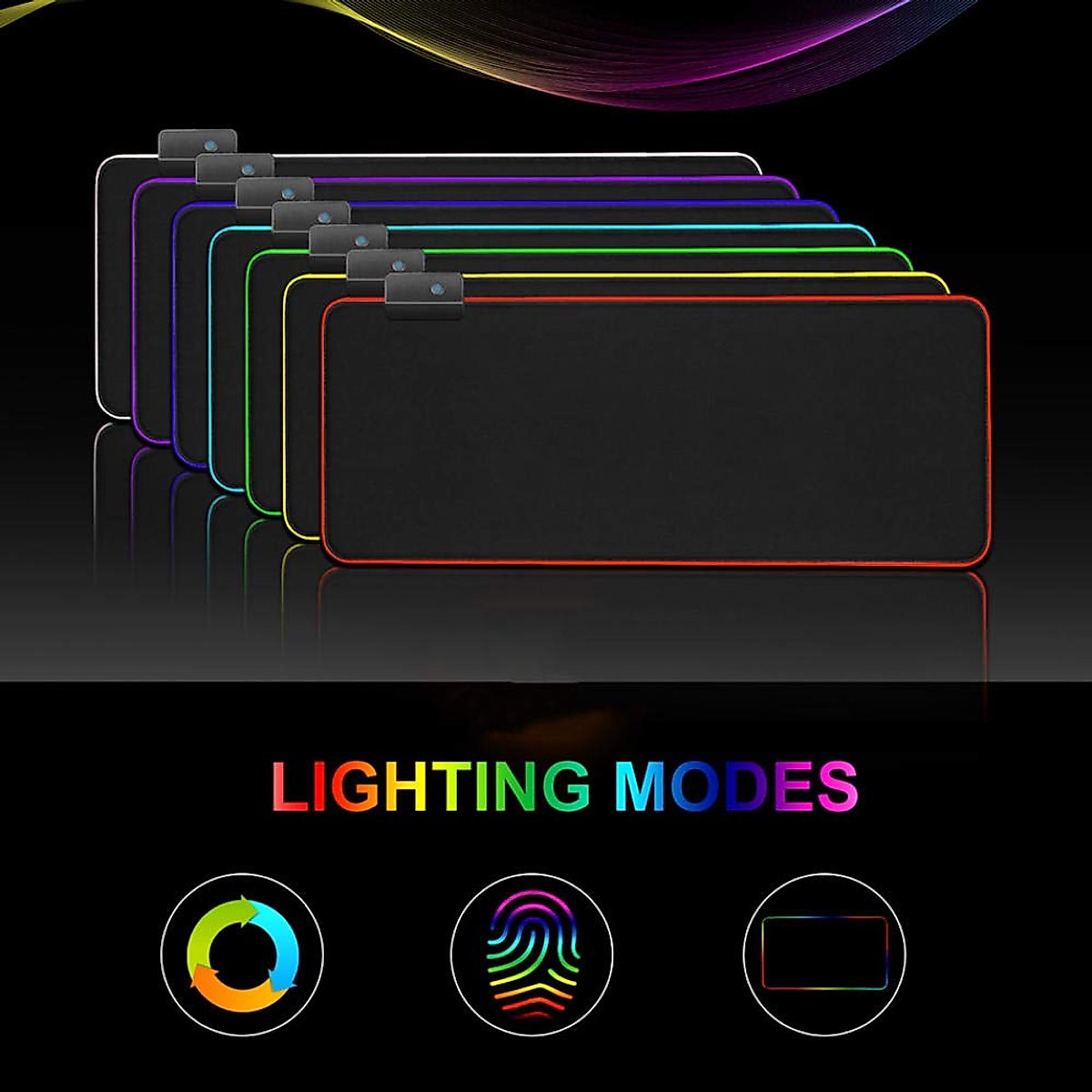 Mouse Pads Green Hexagon Texture Large RGB Gaming Mouse Pad Gaming LED Backlit Mouse Mat Computer Keyboard Non-Slip Desk Mat 23.6x11.8 in