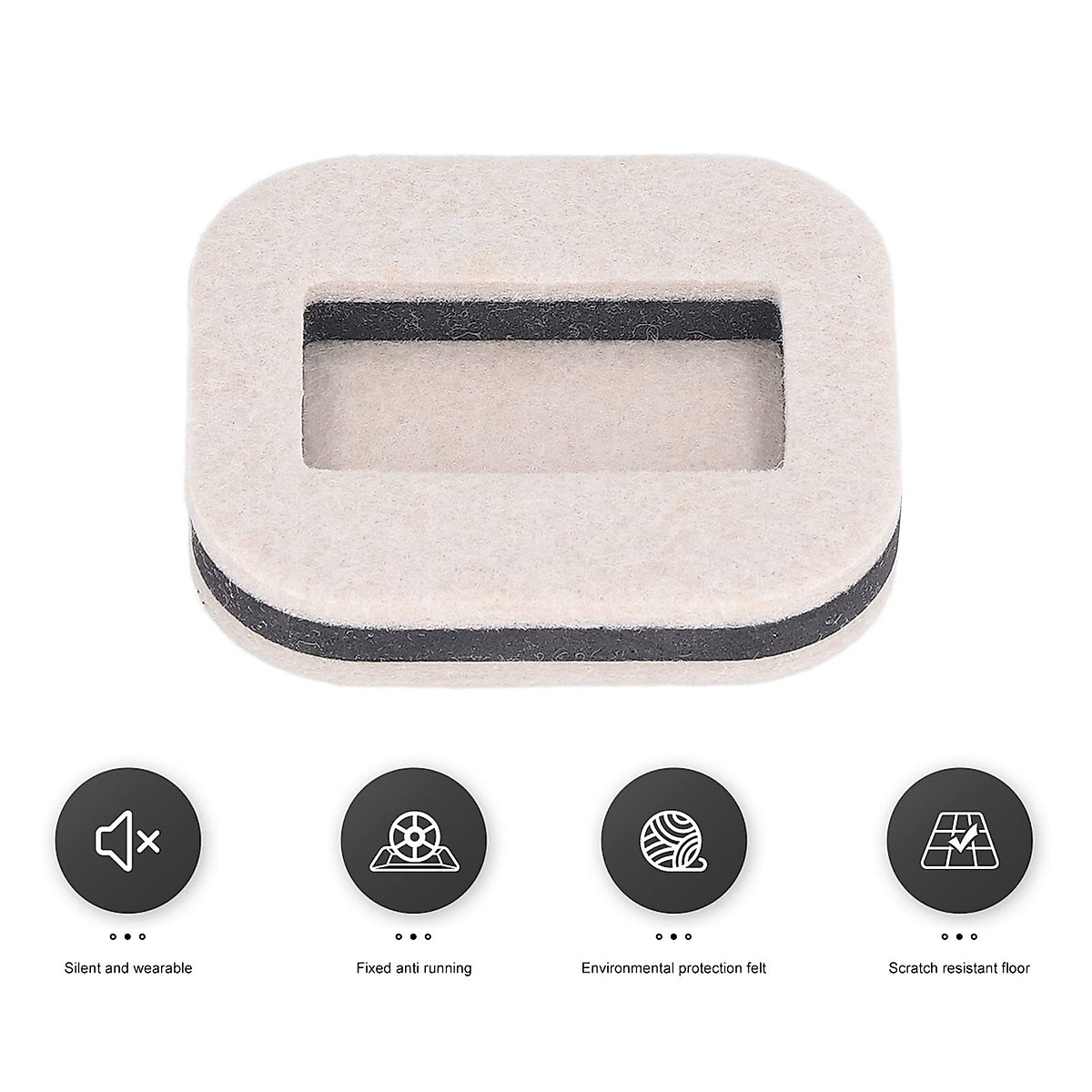 FeltCasterCup, Concave Design ChairWheelFeltPad Rectangle for Hardwood Floor
