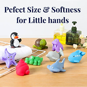 XY-WQ Bath Toys No Hole, for Infants& Toddlers, No Hole Bathtub Toys (Sea Animals Ⅱ, 9 Pcs with Mesh Bag)