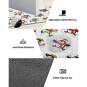 Christmas Bath Mat for Tub,Non Slip Bathroom Floor Runner Rug Quick Dry & Absorbent Diatomaceous Earth Shower Sink Kitchen Washable Doormat,Winter Xmas Elf Penguin Santa Claus Red White 18"x47"