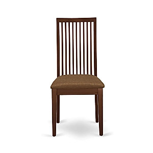 East West Furniture HBIP5-MAH-C 5 Piece Dinette Set for 4 Includes a Round Dining Room Table with Pedestal and 4 Linen Fabric Upholstered Dining Chairs, 42x42 Inch, Mahogany