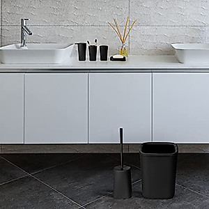 IMAVO Bathroom Accessories Set,6-Piece Bathroom Gift Set,Toothbrush Holder,Toothbrush Cup,Soap Dispenser,Soap Dish,Toilet Brush Holder,Trash Can,Tumbler Bathroom Accessory Set Complete,Black