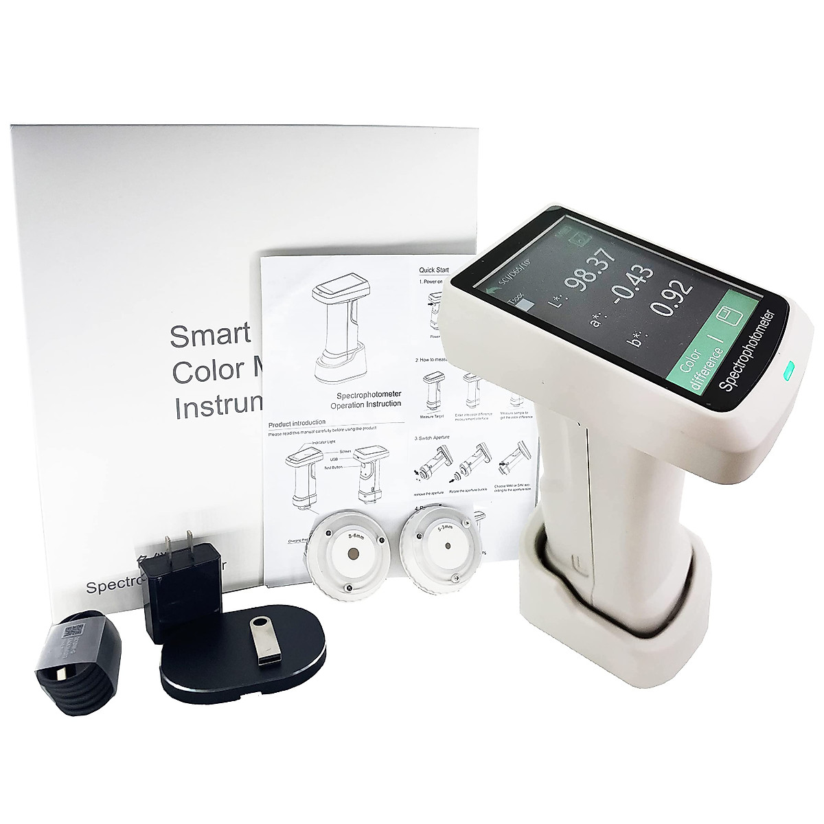 CNYST Handheld Spectrophotometer Colorimeter Color Analyzer with Three Caliber Repeatability 0.03 Built-in Camera View Display Measurement Structure D/8, SCI PC-Side Color Management System