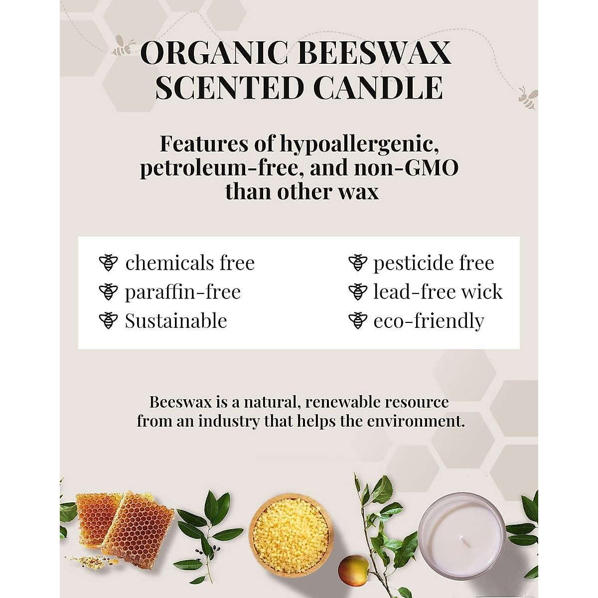 Beeswax Scented Candles Gift Set, Pumpkin Apple Cinnamon Cedar Candles Hypoallergenic Relaxing Aromatherapy Jar Candles for Home Scented, 80 Hours Burn Time, 4 Pack 2.6oz