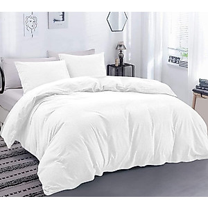 TASHMIA Hotel Luxury 800 TC, King/Califonia King 94x104 Size 3-Pieces Duvet Cover 100% Egyptian Cotton Hidden Zipper Closer & Corner Ties Breathable and Fade Resistant,White Solid