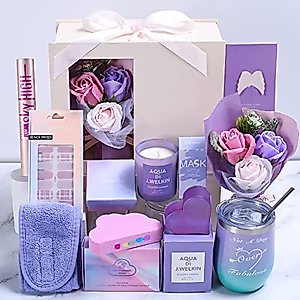 AYGXU Birthday Gifts for women,graduation gifts,Gift basket for women, Gifts for Her Girlfriend Mom,Bridesmaid gifts, Wine Tumbler gift set, Relaxing Spa Gift Box Basket, Care Package gift set.