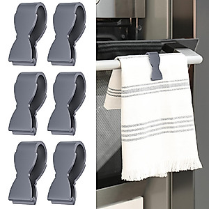 Havawish 6 Pcs Hand Towel Clips for Kitchen Keeps Towel from Falling Towel Clips for Oven Dishwasher Stove Bathroom Rack Clothing for Fixing Towels