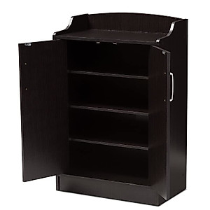CLoxks Shoes Cabinet Brown Shoe Cabinet ，One Convenient top Shelf，Assembly Required， Entry Foyer Cabinet entryway Show Cabinet