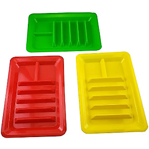 Set of Three Taco Holder Stand Platter Stand Up Divider Plates Multi Colored Plastic Plates (Rectangle)