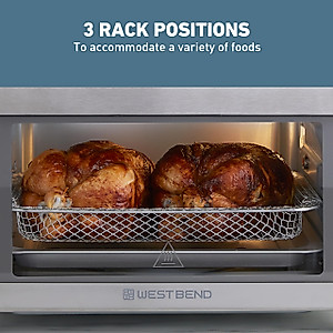 West Bend XL Air Fryer Oven 26-Quart with Digital Controls Easy-View Door and 24 Cooking Presets, Includes Nine Accessories, 1700-Watts, Metallic