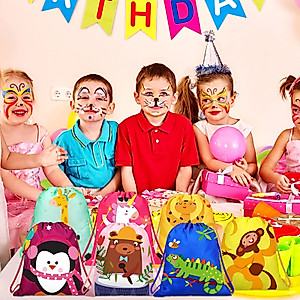 WILLBOND 24 Pack Drawstring Party Favors Bags Cartoon Animal Candy Goodie Drawstring Bags for Boys Birthday Kids Gift Bags Return Gift Bags for Kids Boys Girls Birthday Party Supplies, 24 Styles