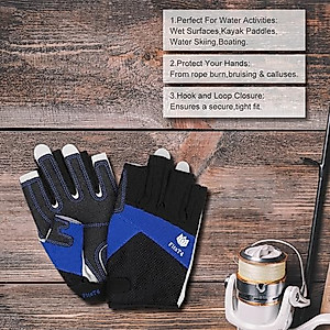 FitsT4 Sports Kayaking Gloves 3/4 or Full Finger Padded Palm Fingerless Gloves for Men Women Youth Perfect for Sailing Paddling Canoeing Boating Workout Rowing SUP and Other Water Sports
