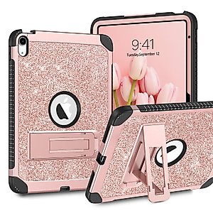 YINLAI Case for iPad 10th Generation, iPad Case 10th Generation 2022 10.9-Inch Kid Girl Women Slim Stand Glitter Bling Shockproof Protective Cover for iPad 10th Gen A2696/A2757/A2777, Rose Gold/Pink